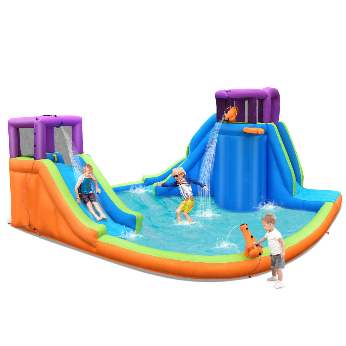 Inflatable Double Water Slides with Splash Pool — Shopsta UK