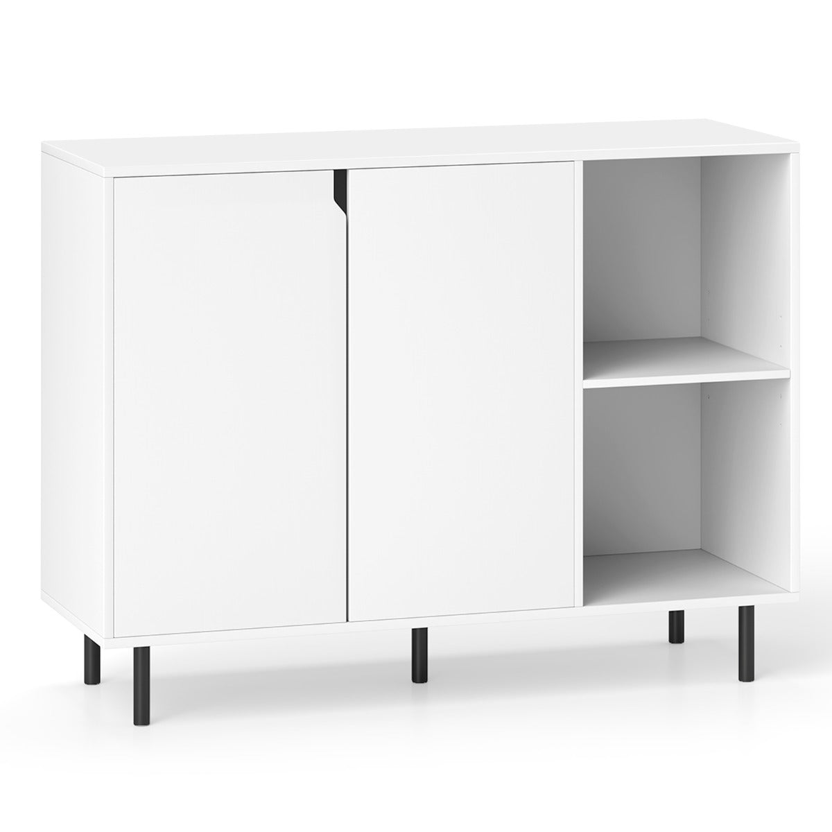 106cm Sideboard Buffet Cabinet with 2 Doors and Adjustable Shelves-Whi ...
