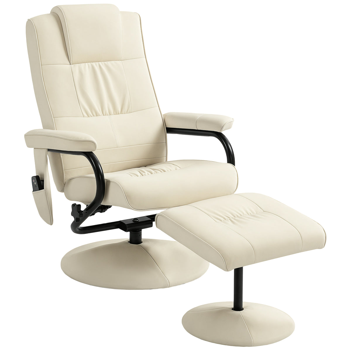 HOMCOM Swivel Recliner Chair and Footstool, Faux Leather Massage Recli ...