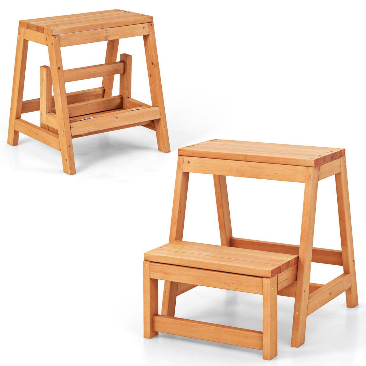Multipurpose 2-Tier Folding Step Stool 2-Step Ladder Stool Wooden Plan ...