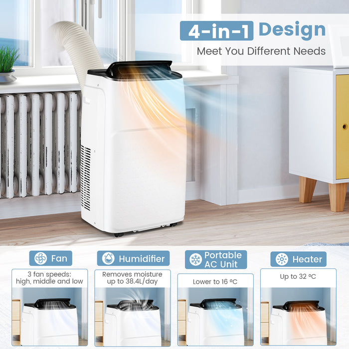 4-in-1 Portable Air Conditioner with Multi-Speed Fan and Remote Contro ...