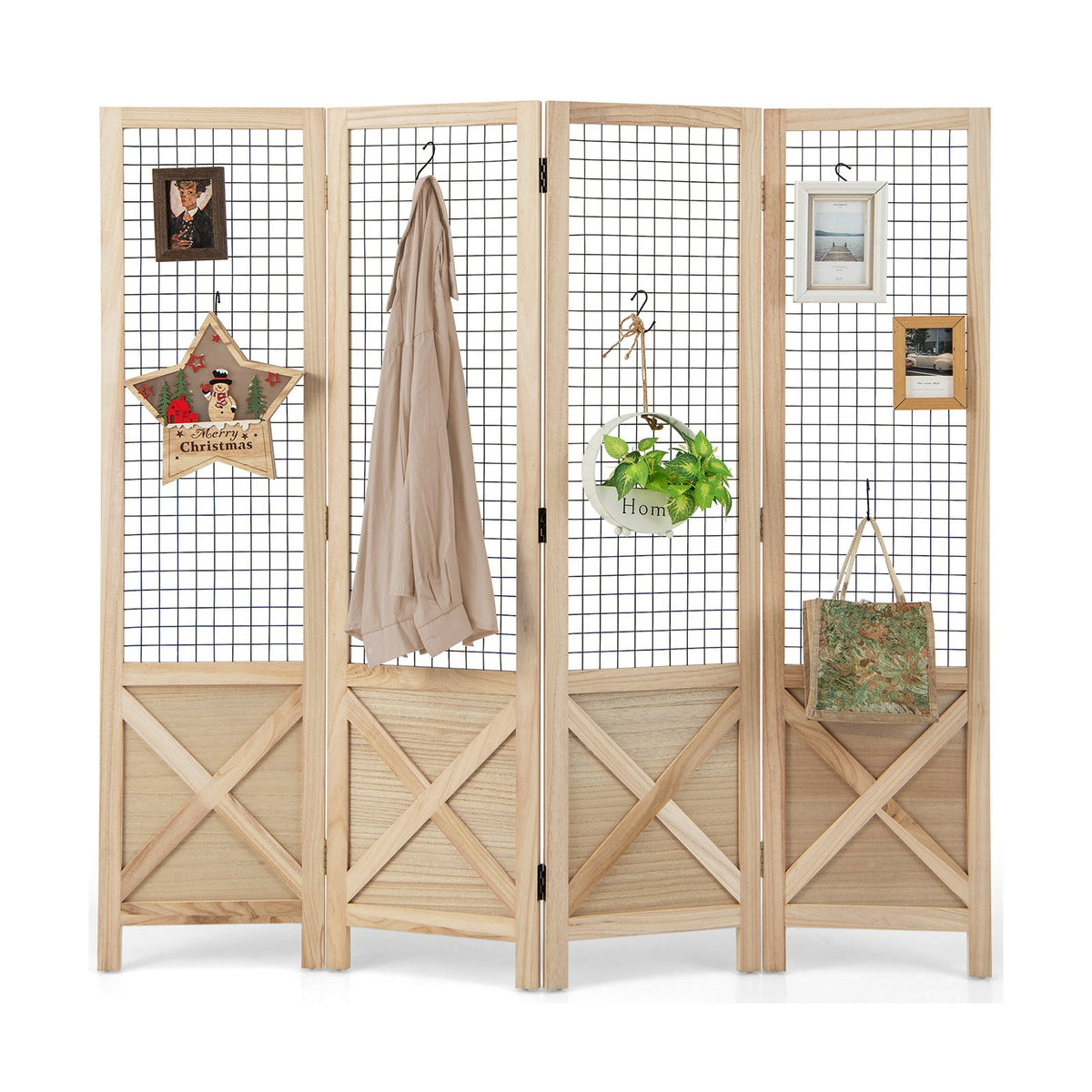 4-Panel Folding Gridwall Display Stand Room Divider- — Shopsta UK