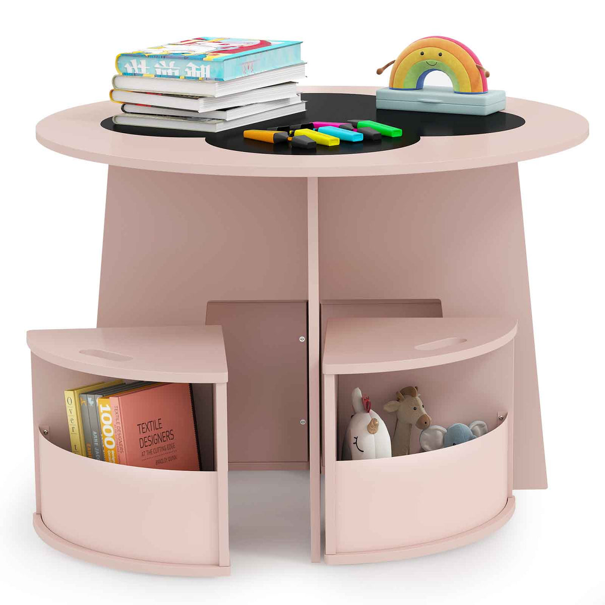 5 PCS Kids Table and Chair Set with Writable Blackboard Desktop ...