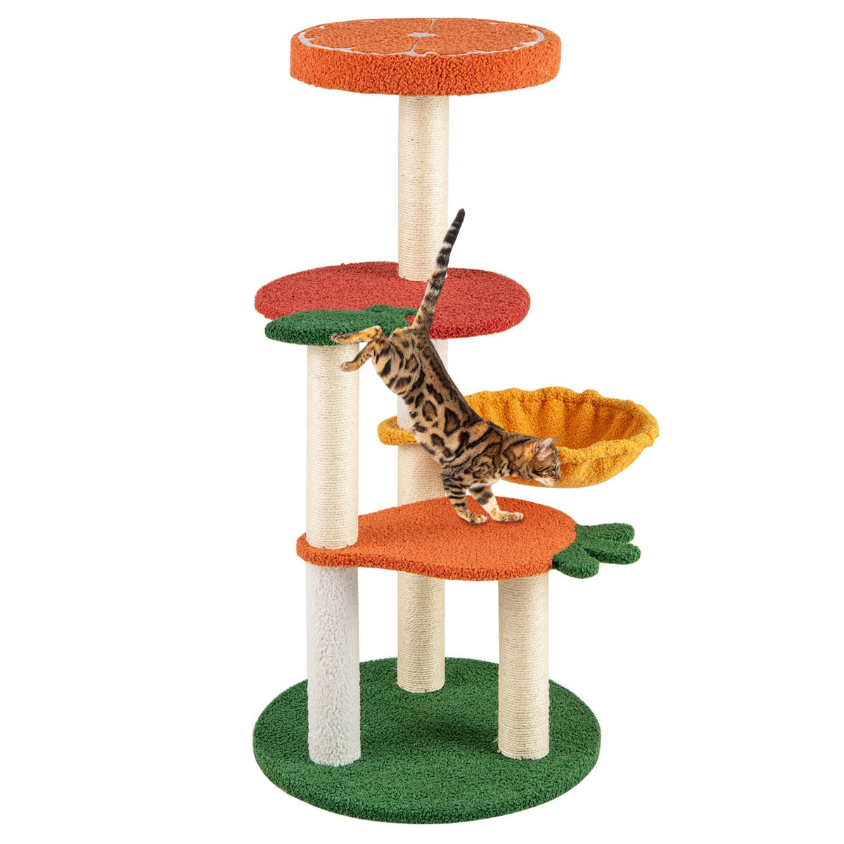 Multi-level Cat Tree with Fruit-shaped Platforms and Rotatable Side Ba ...