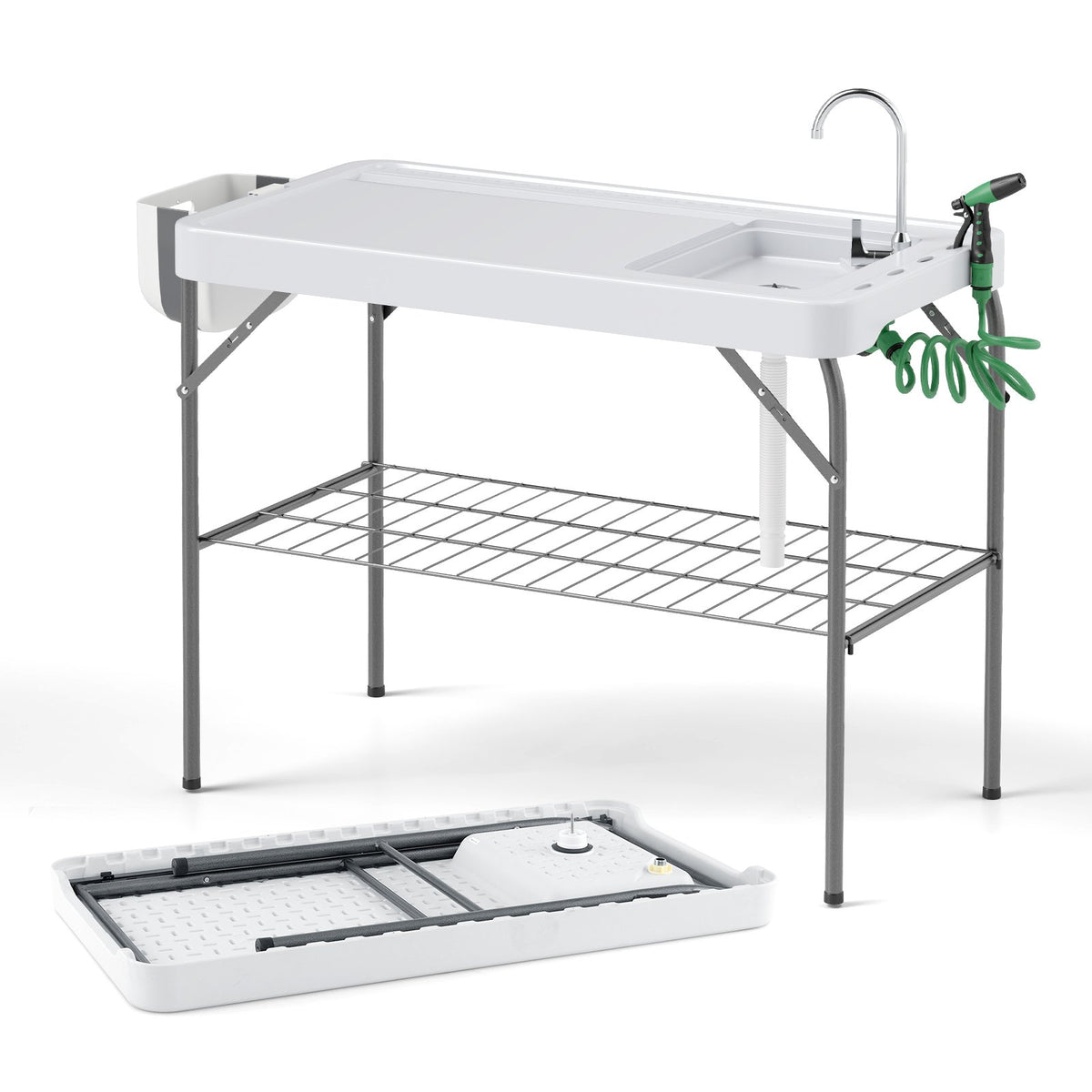 Foldable Fish Cleaning Table 2 in 1 Outdoor Workstation with Sink ...