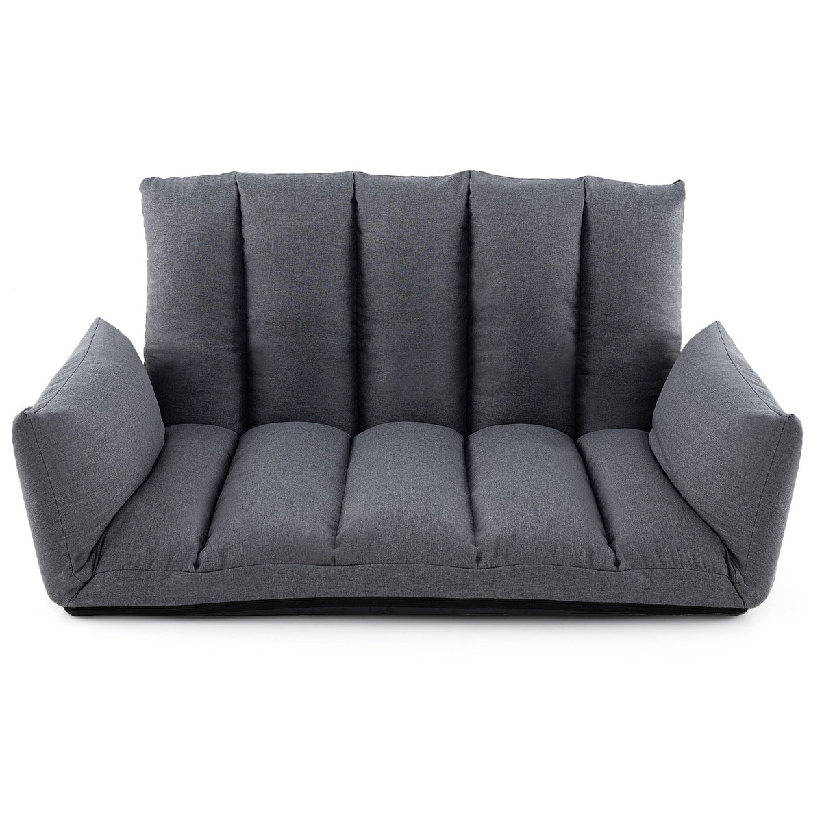 Foldable Floor Sofa with 5-Position Adjustable Backrest and Arms-Grey ...