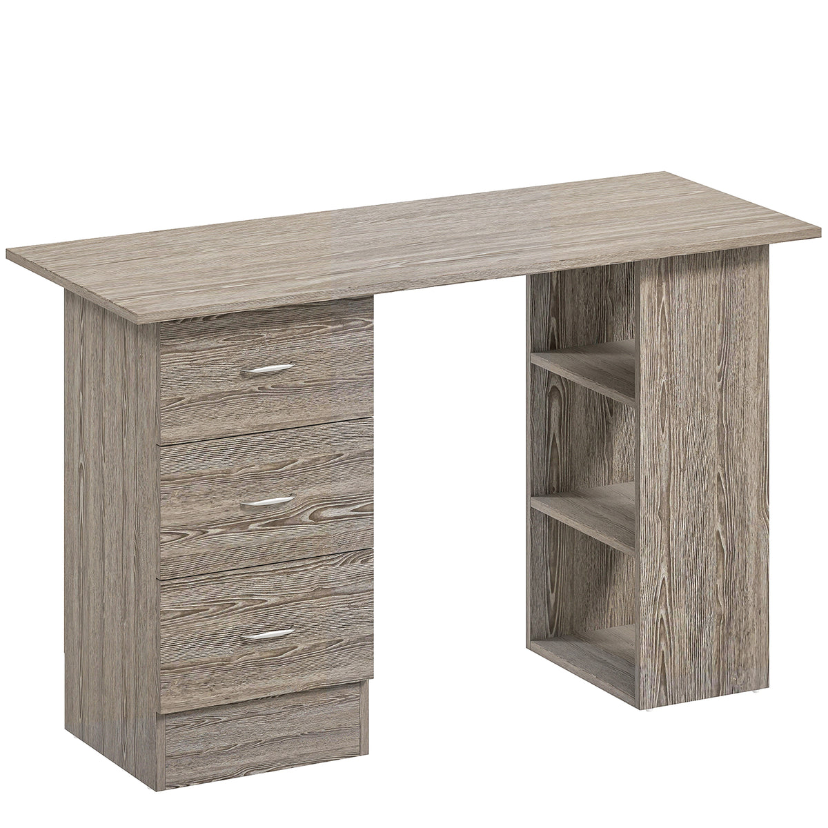 HOMCOM Computer Desk, Writing Table, PC Workstation with 3 Storage She ...