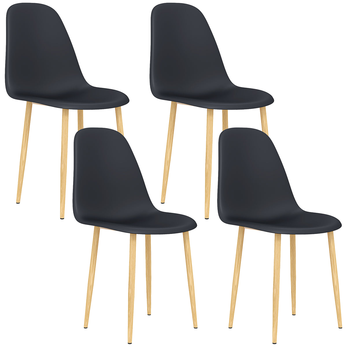 HOMCOM Modern Dining Chairs Set of 4, Kitchen Chairs with Backrest and ...