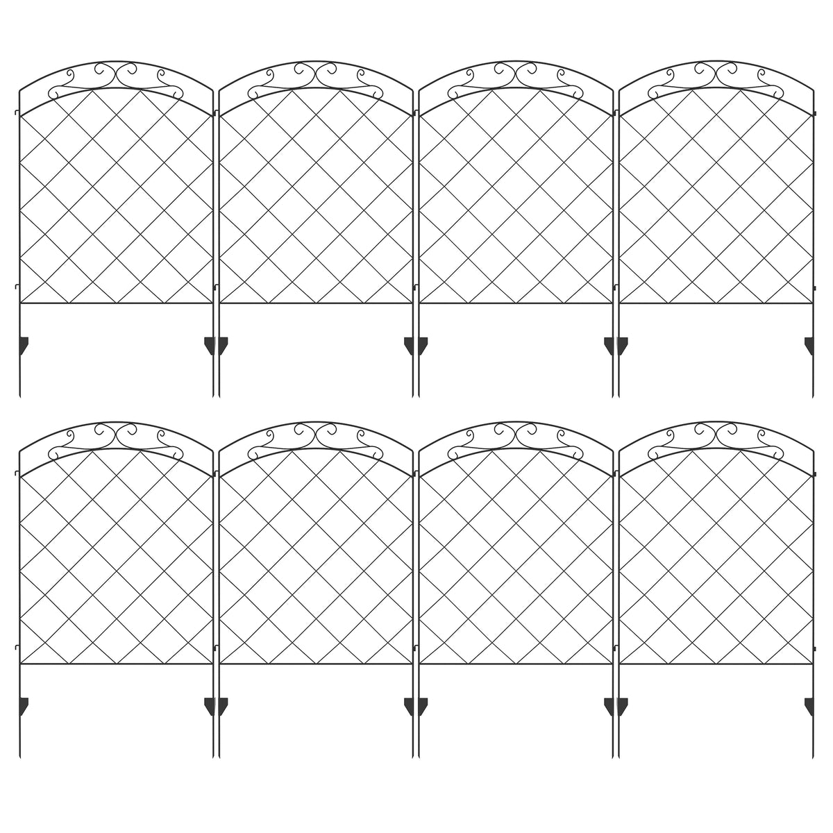 43"x11.4ft Rustproof Steel Garden Fence Panel with Swirl Design ...