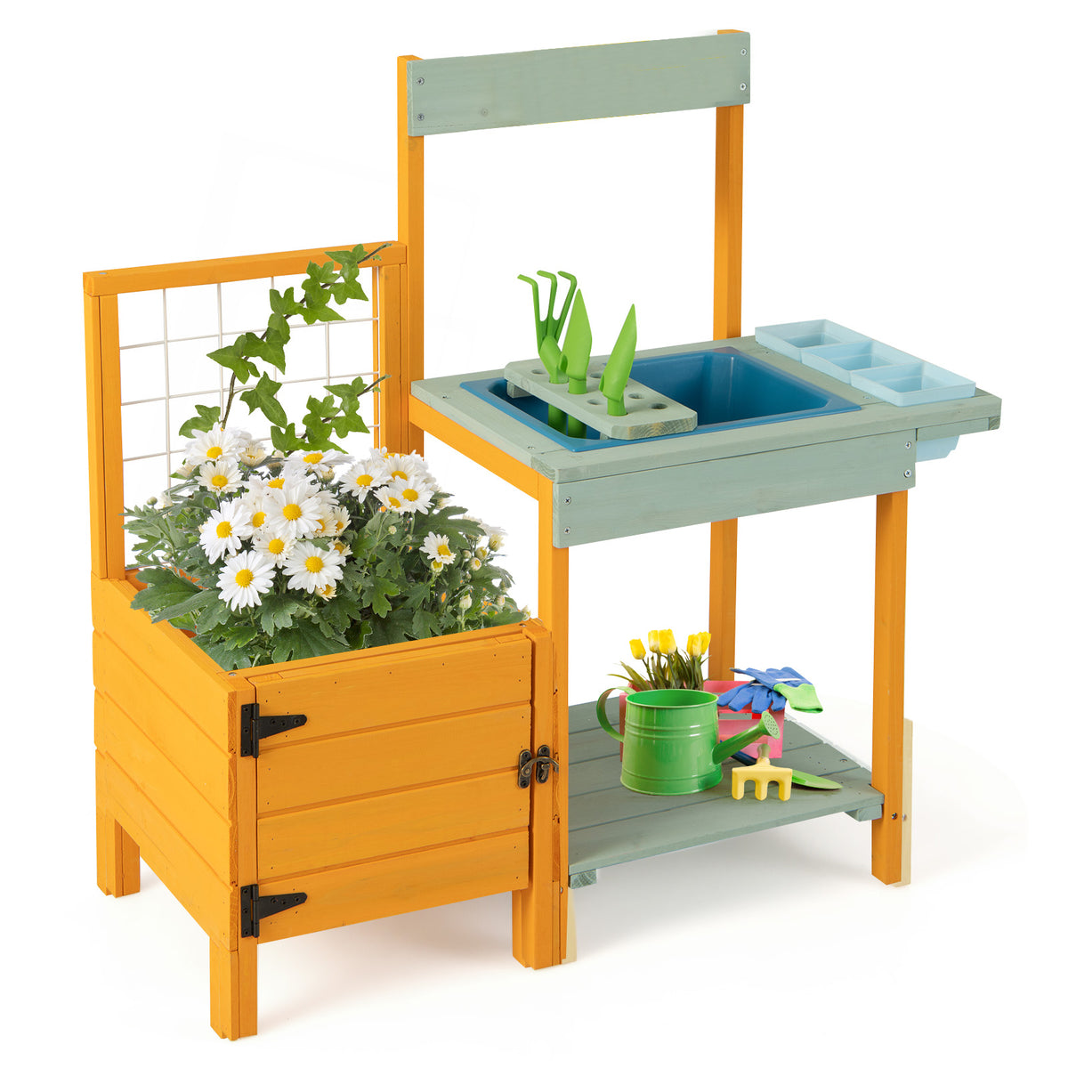 Kids Outdoor Gardening Center with Wooden Planter Box Toy Set — Shopsta UK