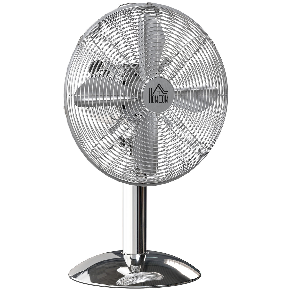 HOMCOM Three-Speed Oscillating Desk Fan - Silver-Tone — Shopsta UK