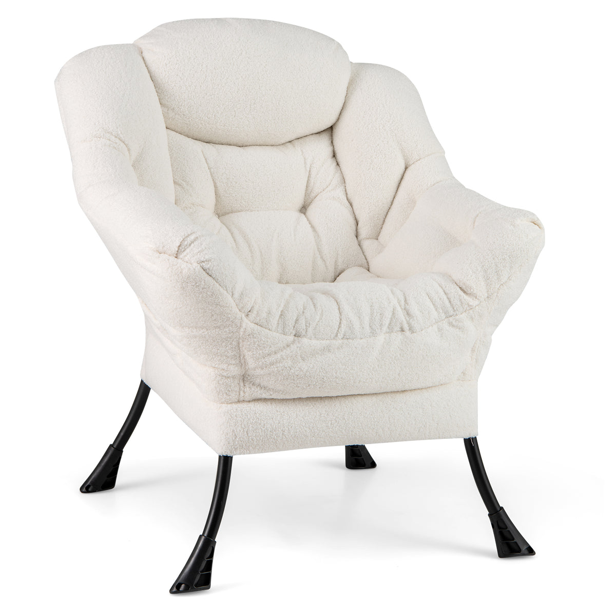 Large Lazy Chair with Cozy Head Pillow and Storage Pocket- — Shopsta UK