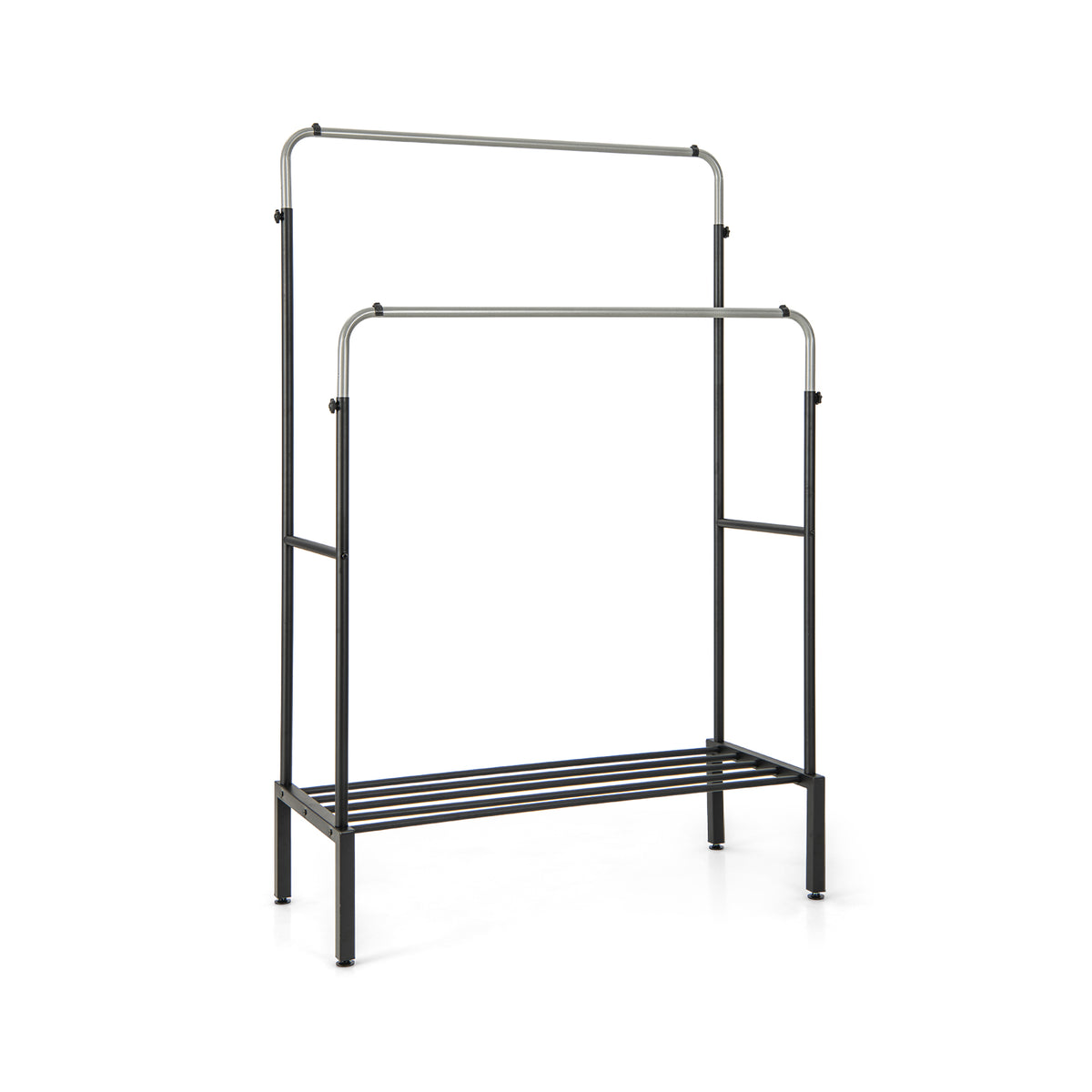 Durable 2-Rod Metal Clothes Stand with Shoe Shelf for Wardrobe ...