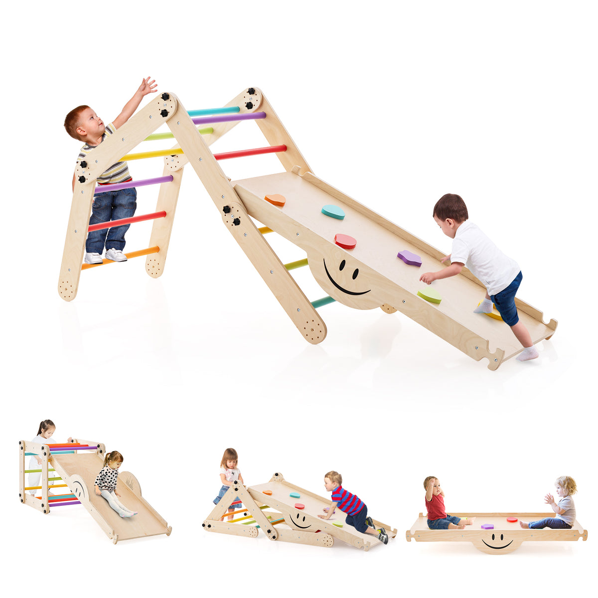 Montessori Foldable Climbing Seesaw Set for Toddler Motor Skills ...