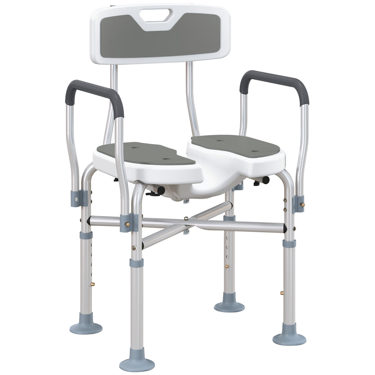 HOMCOM Shower Chair with Upgraded U-shaped Seat and Reinforced Crossba ...