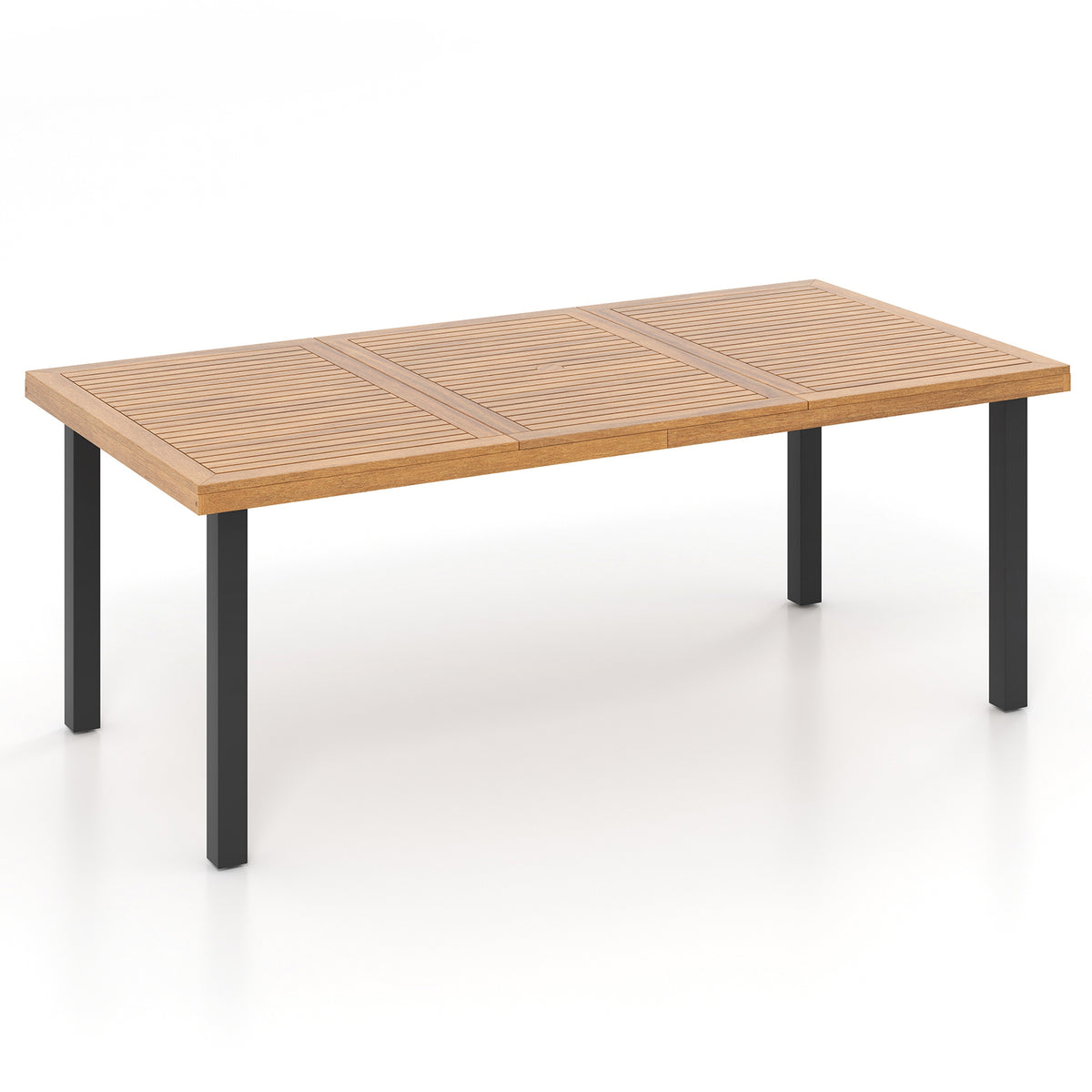 200 x 100cm Large Patio Dining Tablewith Acacia Wood Tabletop and Heav ...