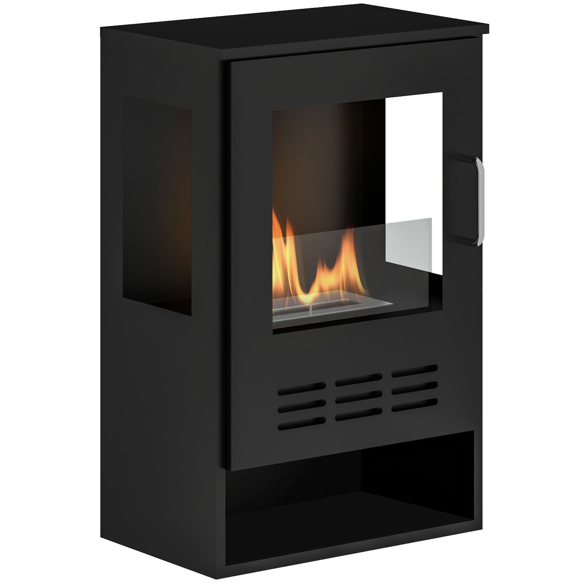 HOMCOM Ethanol Fireplace Stove with Shelf, Freestanding Bioethanol Fir ...