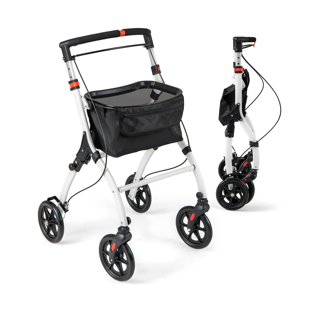 Rollator Walkers Lightweight Foldable Rolling Walker with Tray for Sen ...