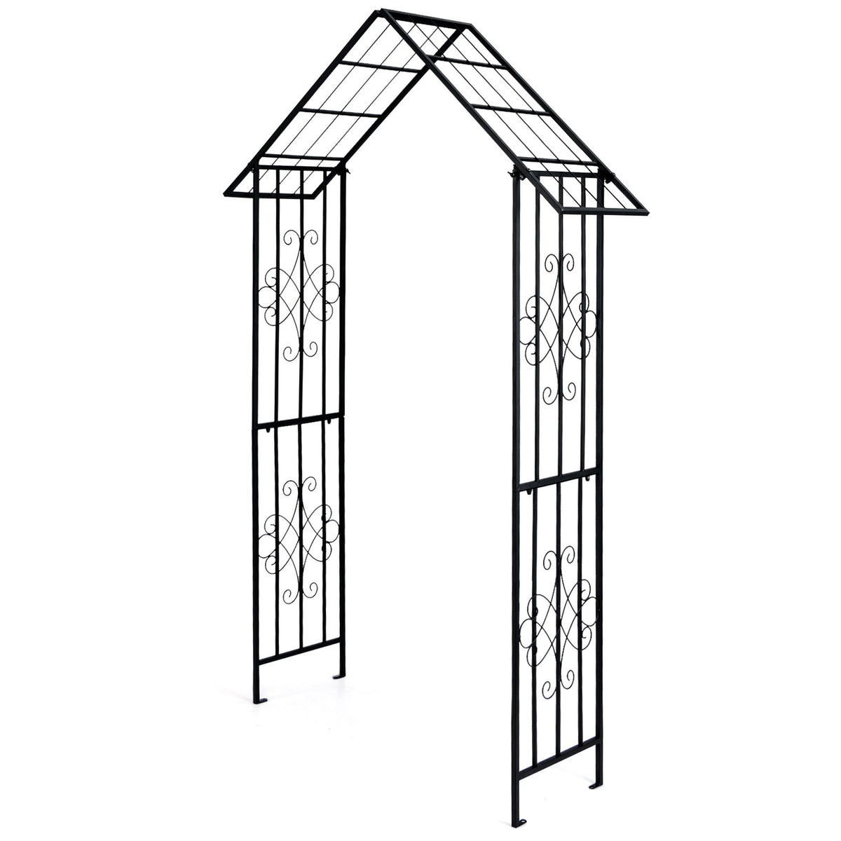 Roof-shaped Top Garden Arbor Garden Trellis Pergola with Side Crossbar ...