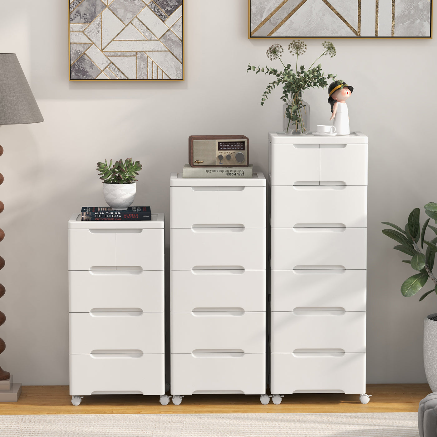 Vertical Rolling Storage Cabinet with Universal Wheels and Lockable Wh ...