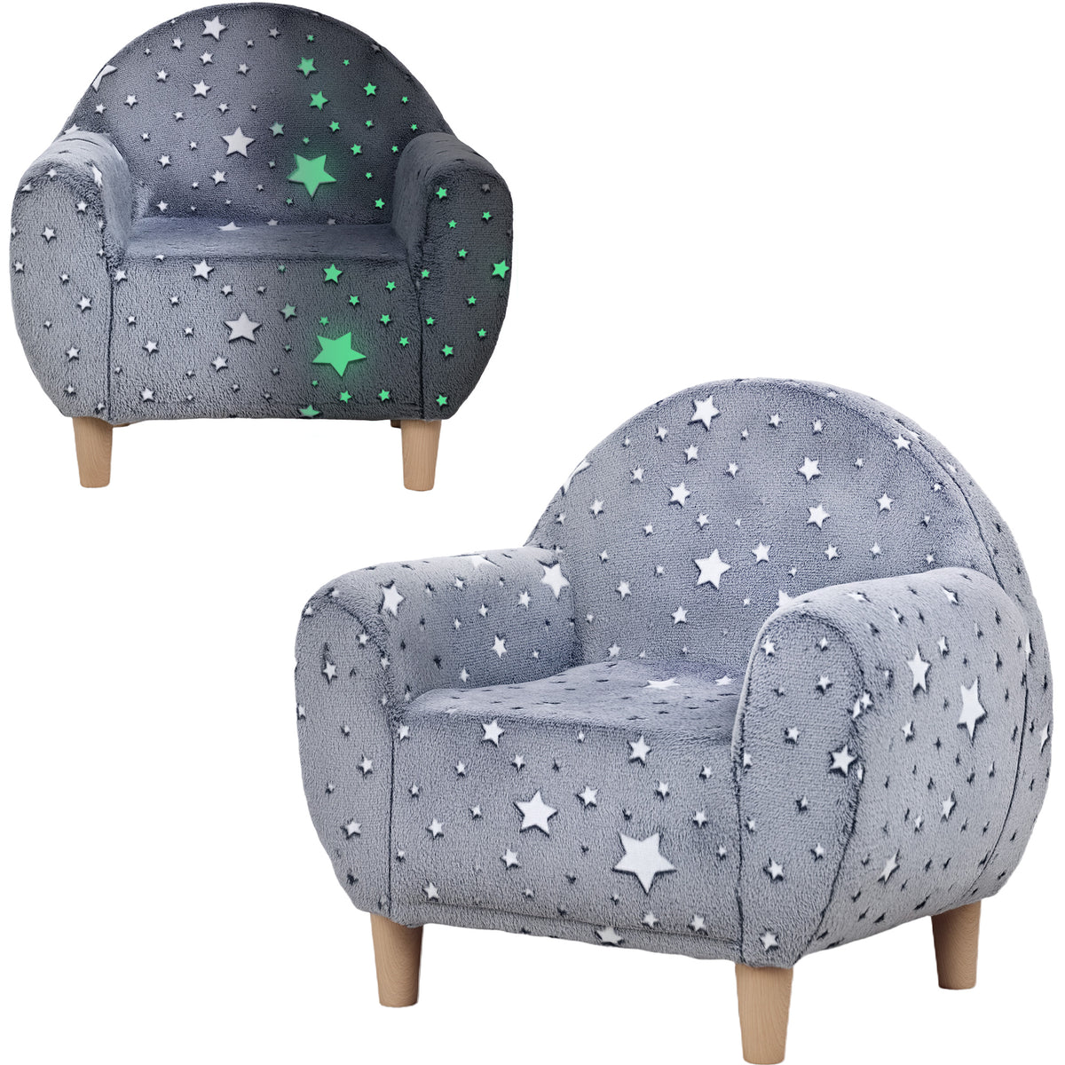 AIYAPLAY Kids Armchair, Glow in the Dark Chair with Star Design for Be ...