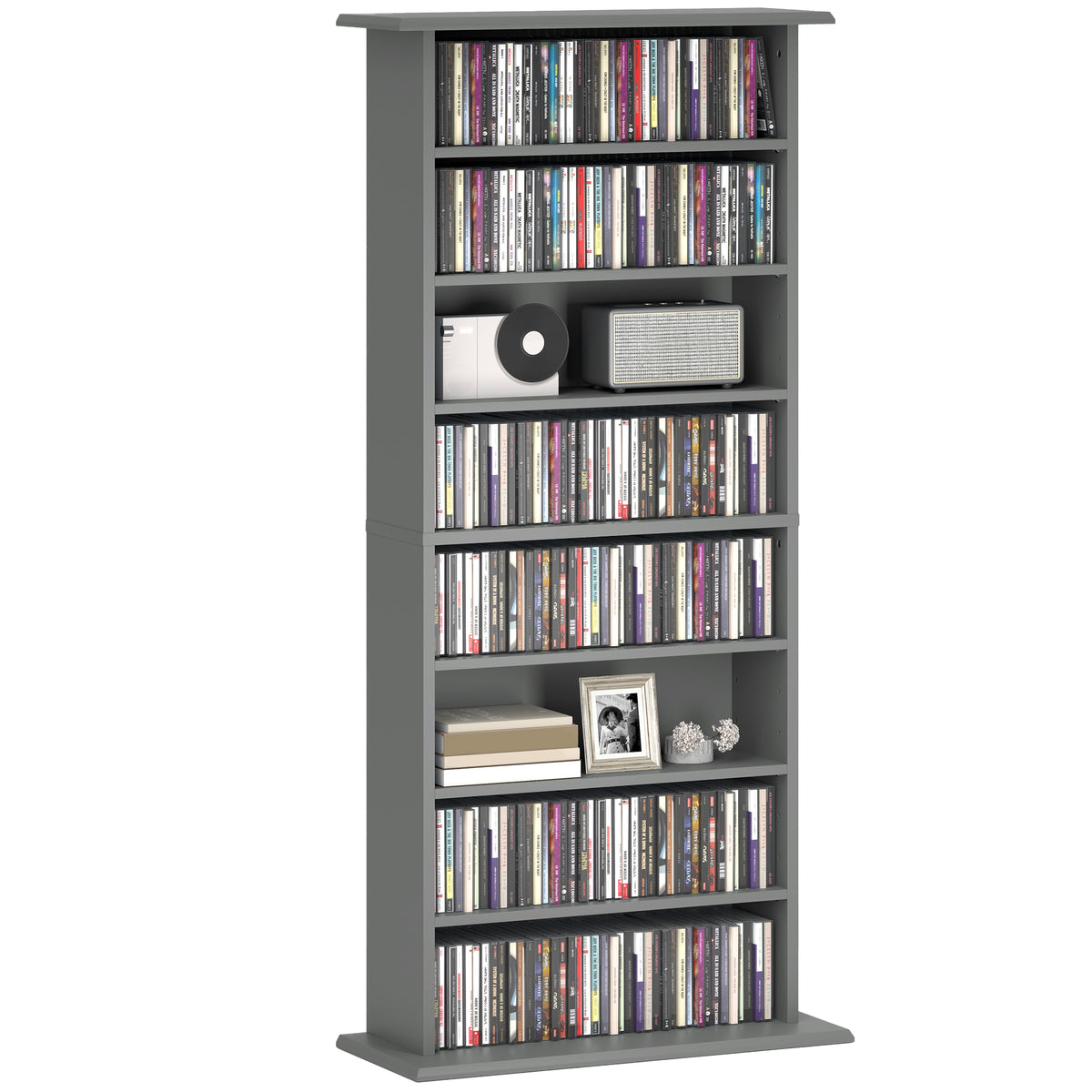 HOMCOM 360 CD/185 DVD/185 Blu-ray Storage Unit - Grey — Shopsta UK