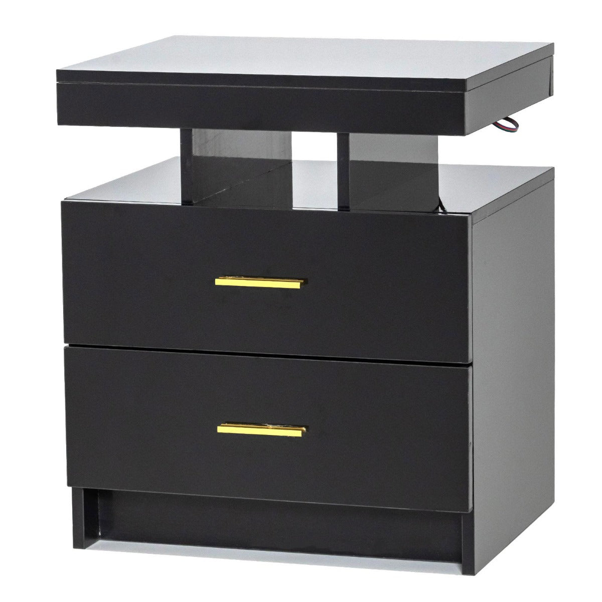 High Gloss Bedside Table with Adjustable Light & Remote - Ideal Bedroom ...