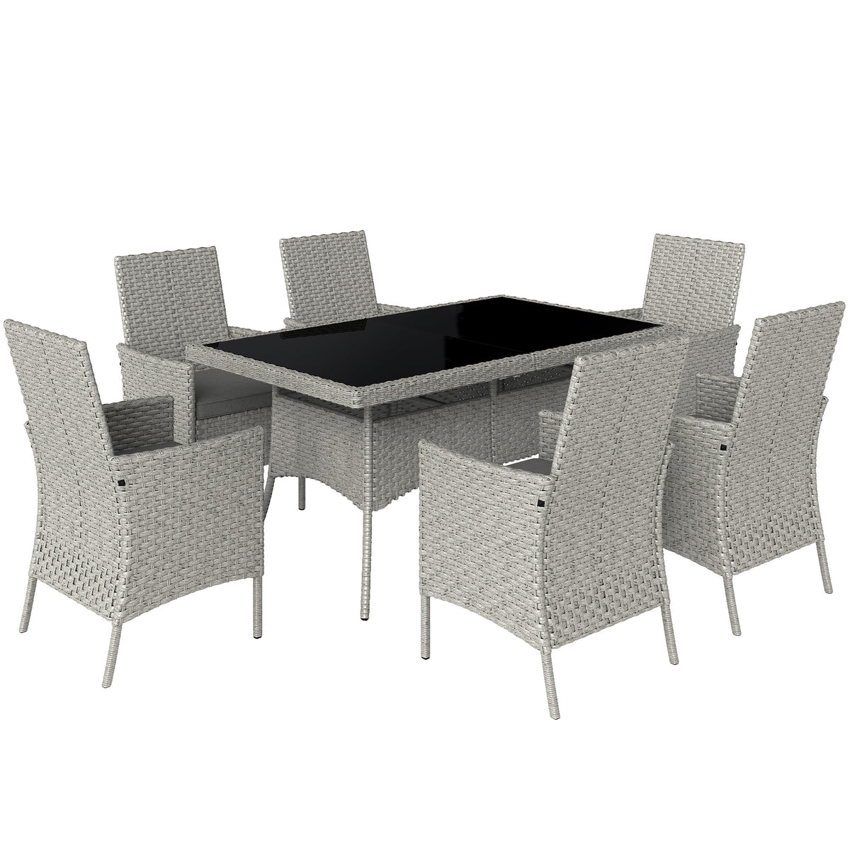 Outsunny Seven-Piece Rattan Dining Set - Grey — Shopsta UK