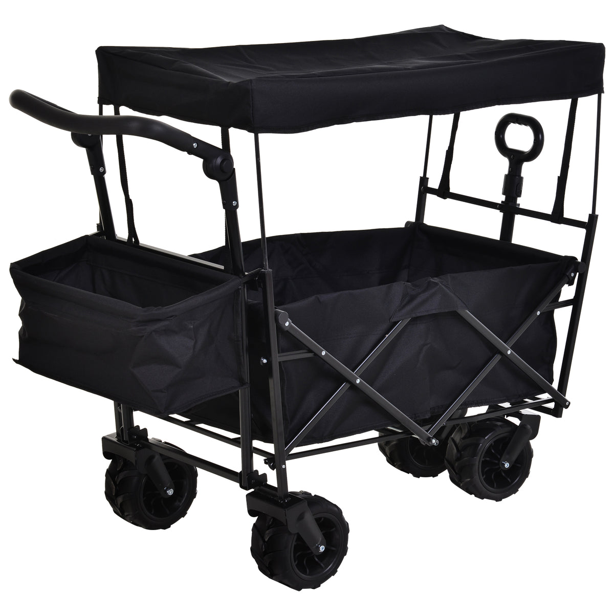 Versatile Heavy-Duty Folding Trolley Cart with Canopy - Outdoor Wagon ...