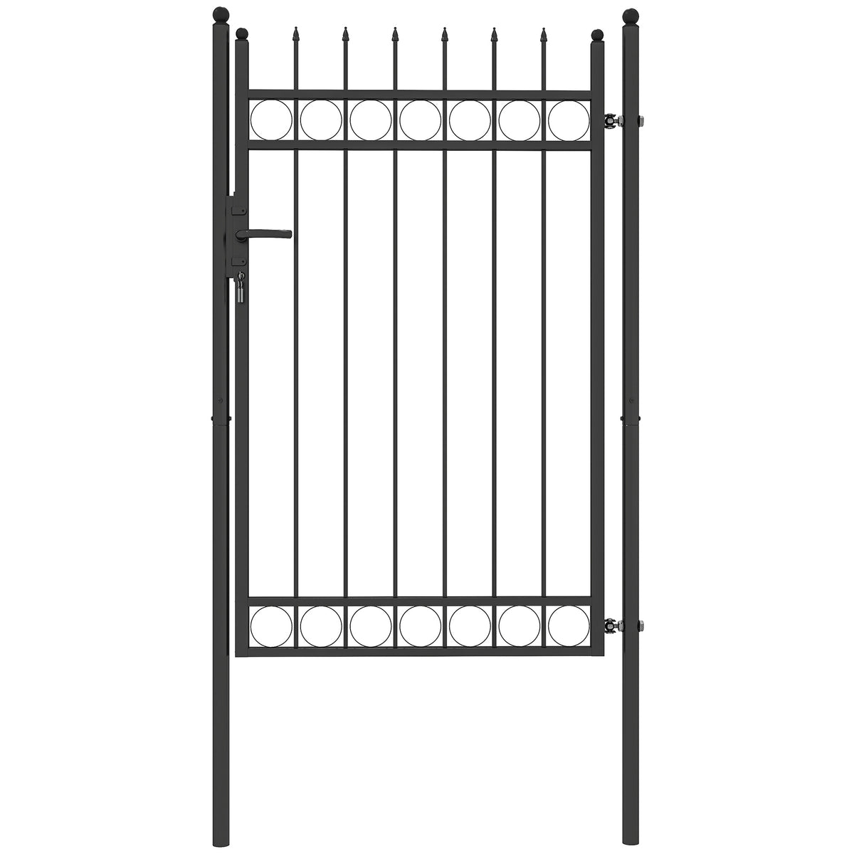 Outsunny Galvanised Steel Garden Gate, Outdoor Fence Gate Security Bar ...