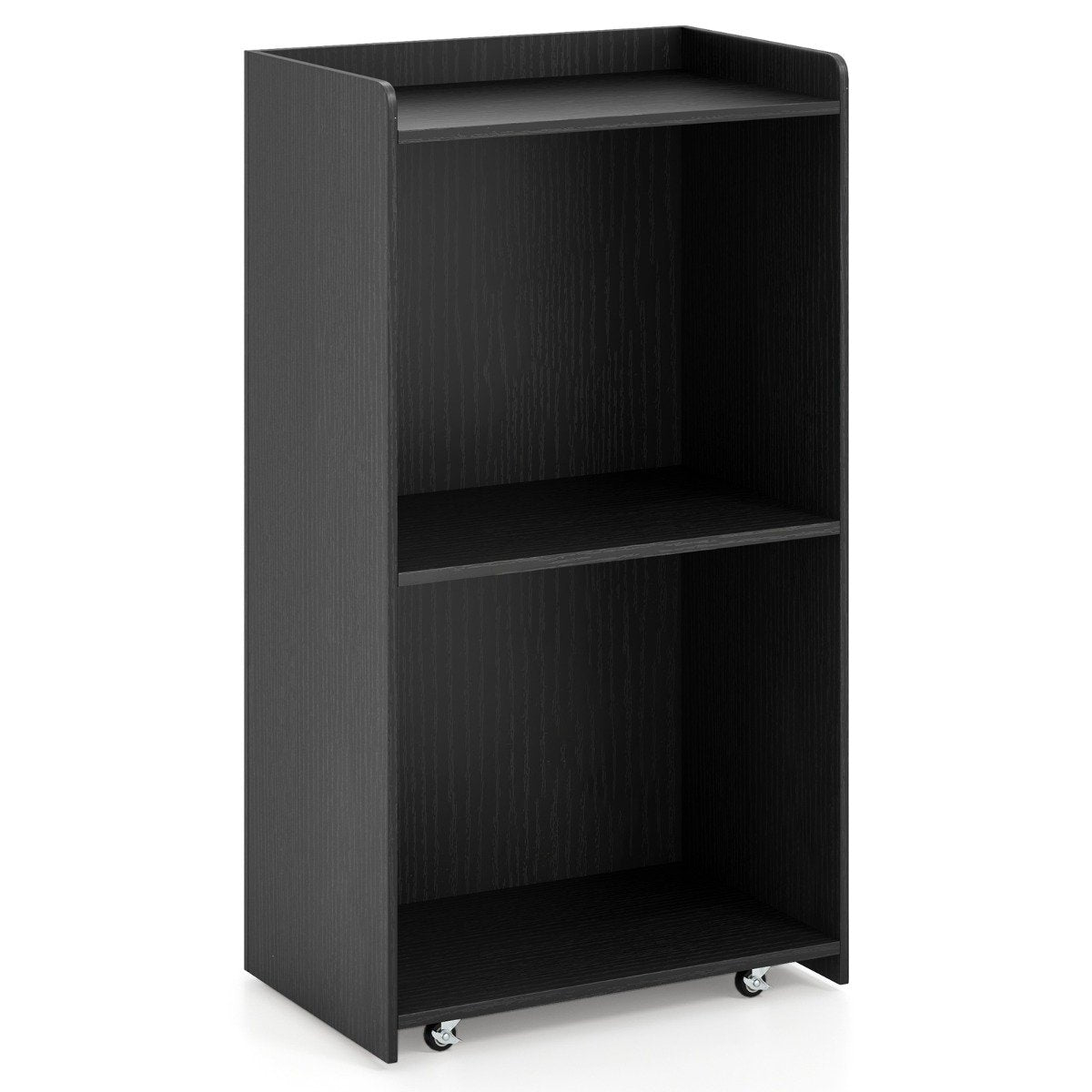 Rolling Lectern Stand with 2 Storage Shelves and 4 Universal Casters ...