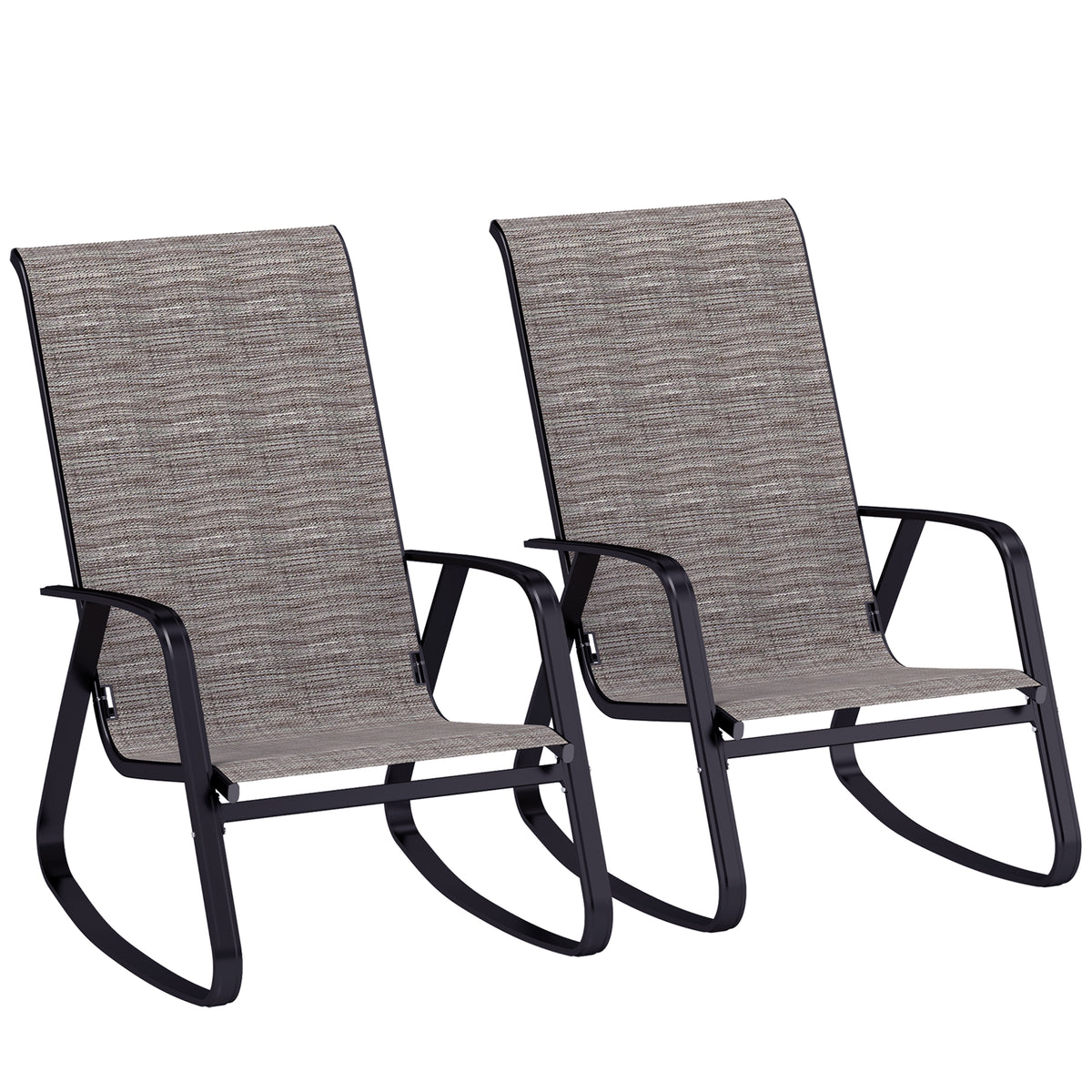 Outsunny Garden Rocking Chairs Set of 2, Ergonomic Outdoor Rocking Cha ...