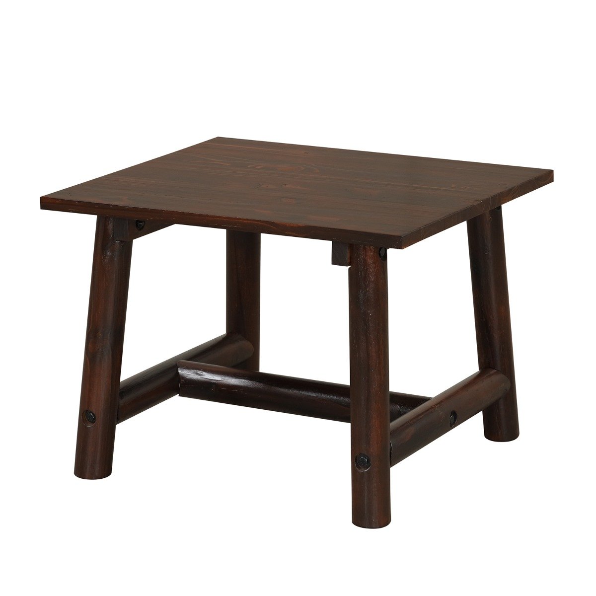 Square Side Table with Sturdy Legs and Reinforced Crossbar- — Shopsta UK