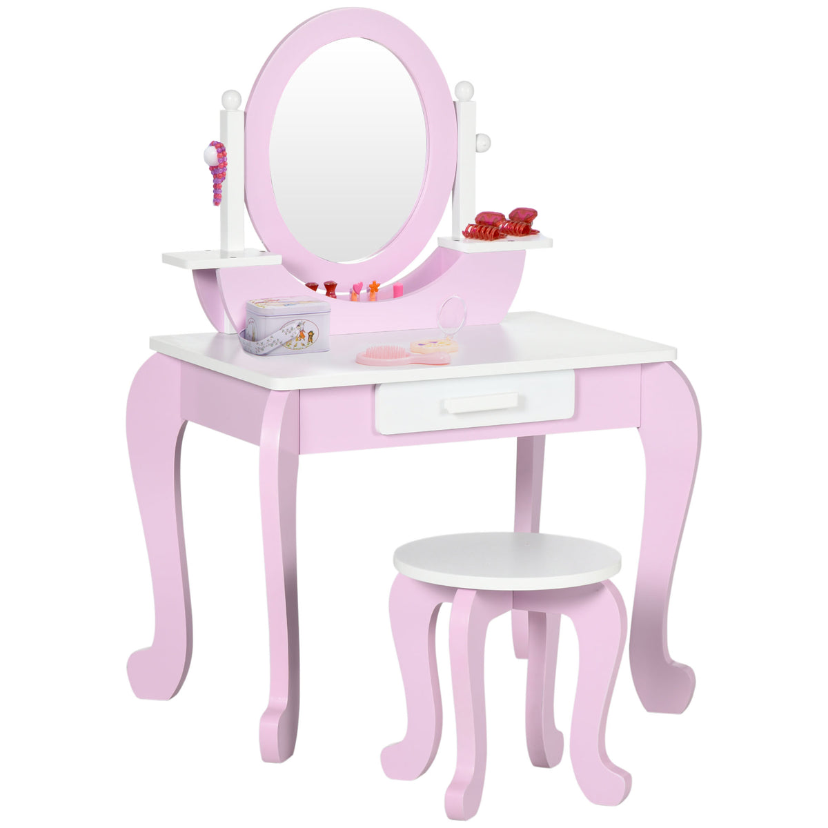 Girls Pink Vanity Set with Stool, Mirror & Drawer | Ages 3-6 Makeup ...