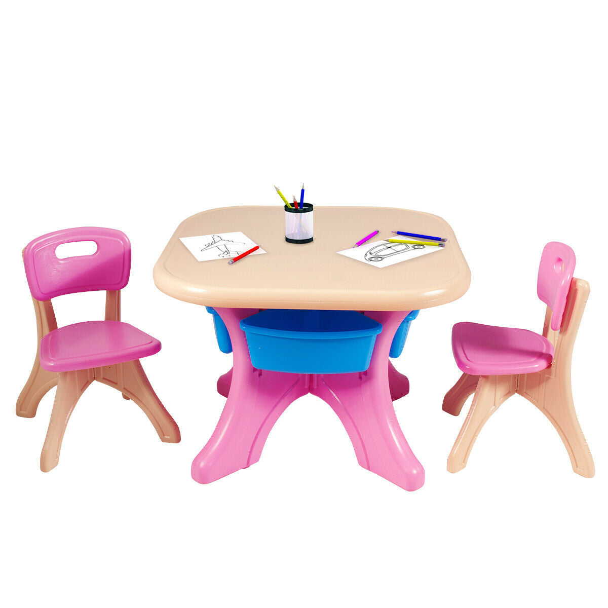 Pink Kids Table & Chair Set with Storage for Crafts & Homework — Shopsta UK