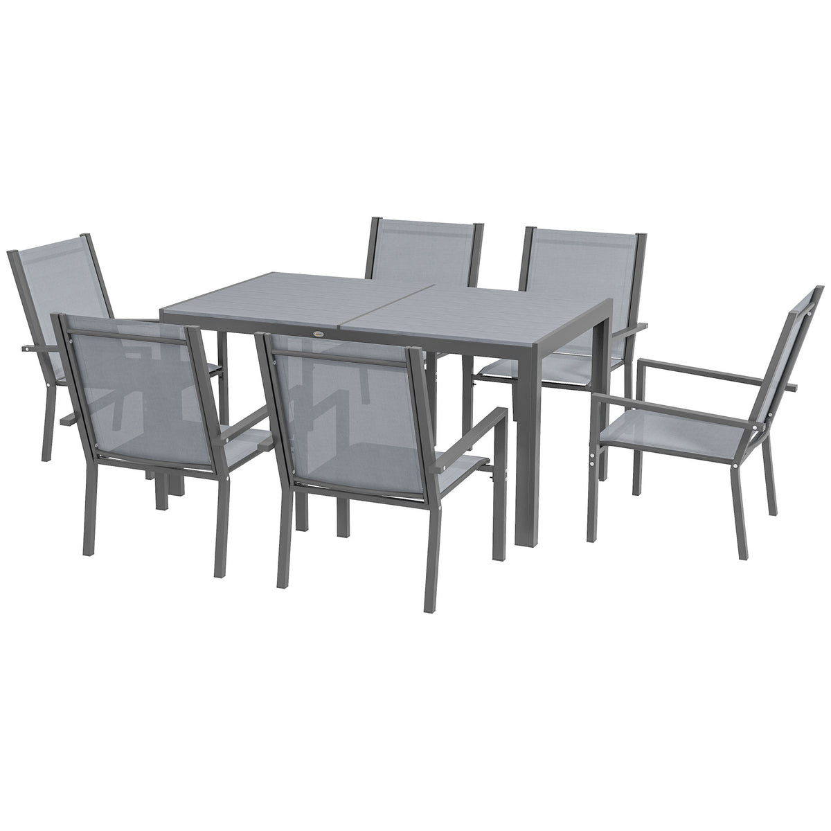 Outdoor Patio Dining Set - Wood-Plastic Composite & Mesh Chairs ...