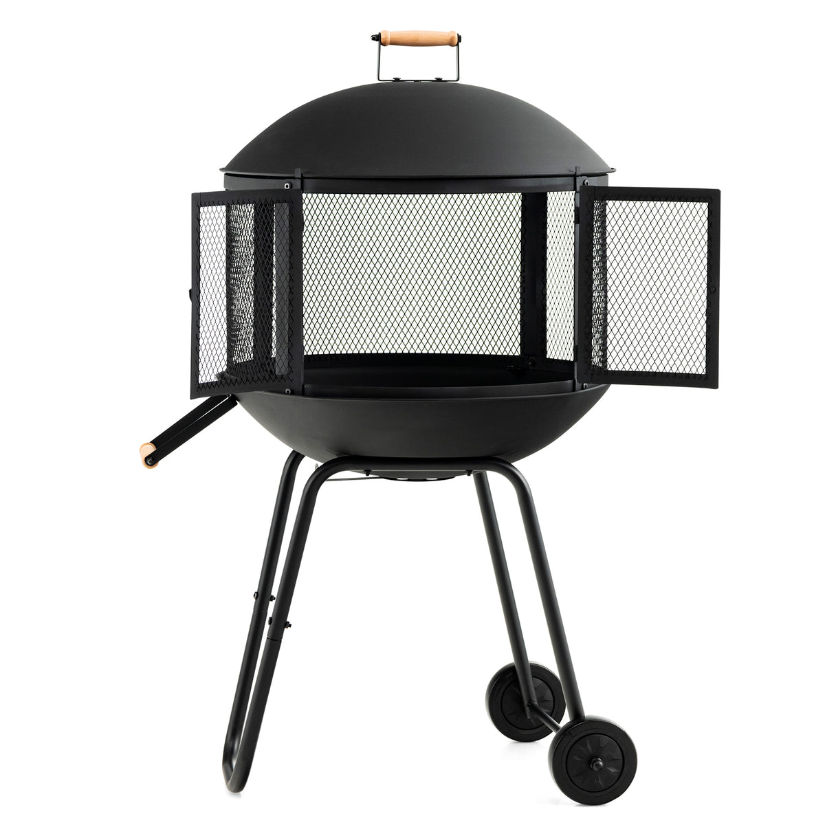 Black Rolling Fire Pit with Wheels for Outdoor Patio Enjoyment — Shopsta UK
