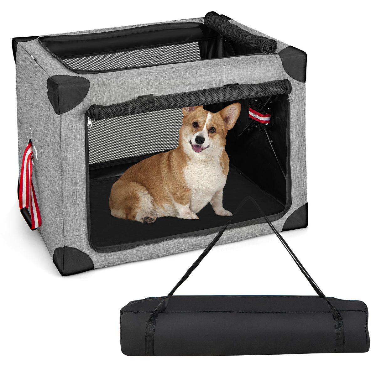 Portable Folding Dog Kennel with Metal Frame & Removable Pad — Shopsta UK