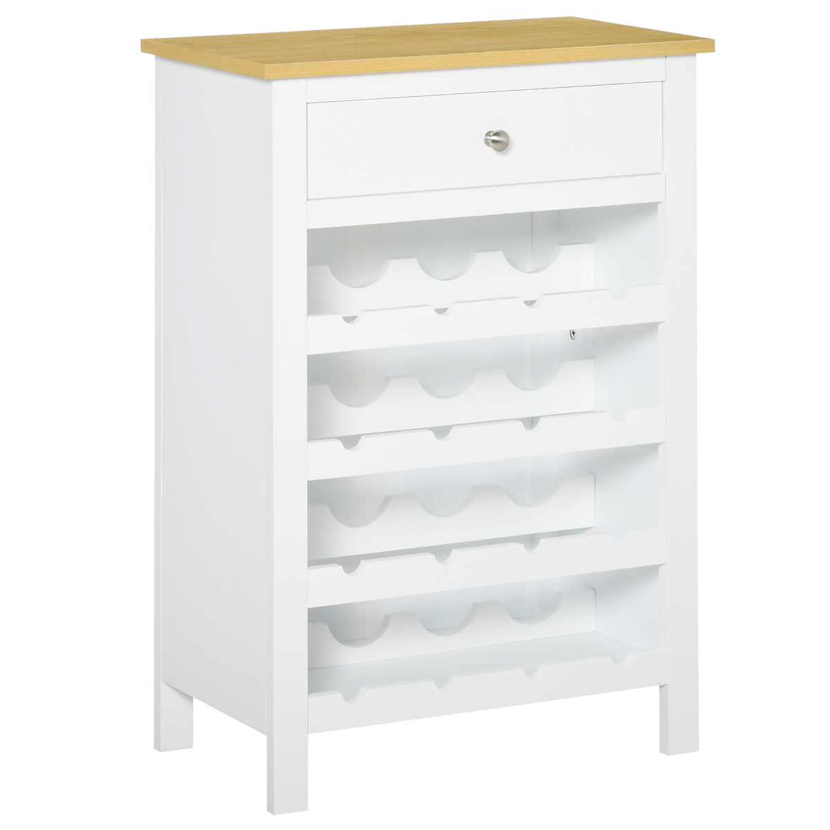 White Wine Cabinet with Storage for 16 Bottles - Modern Sideboard ...