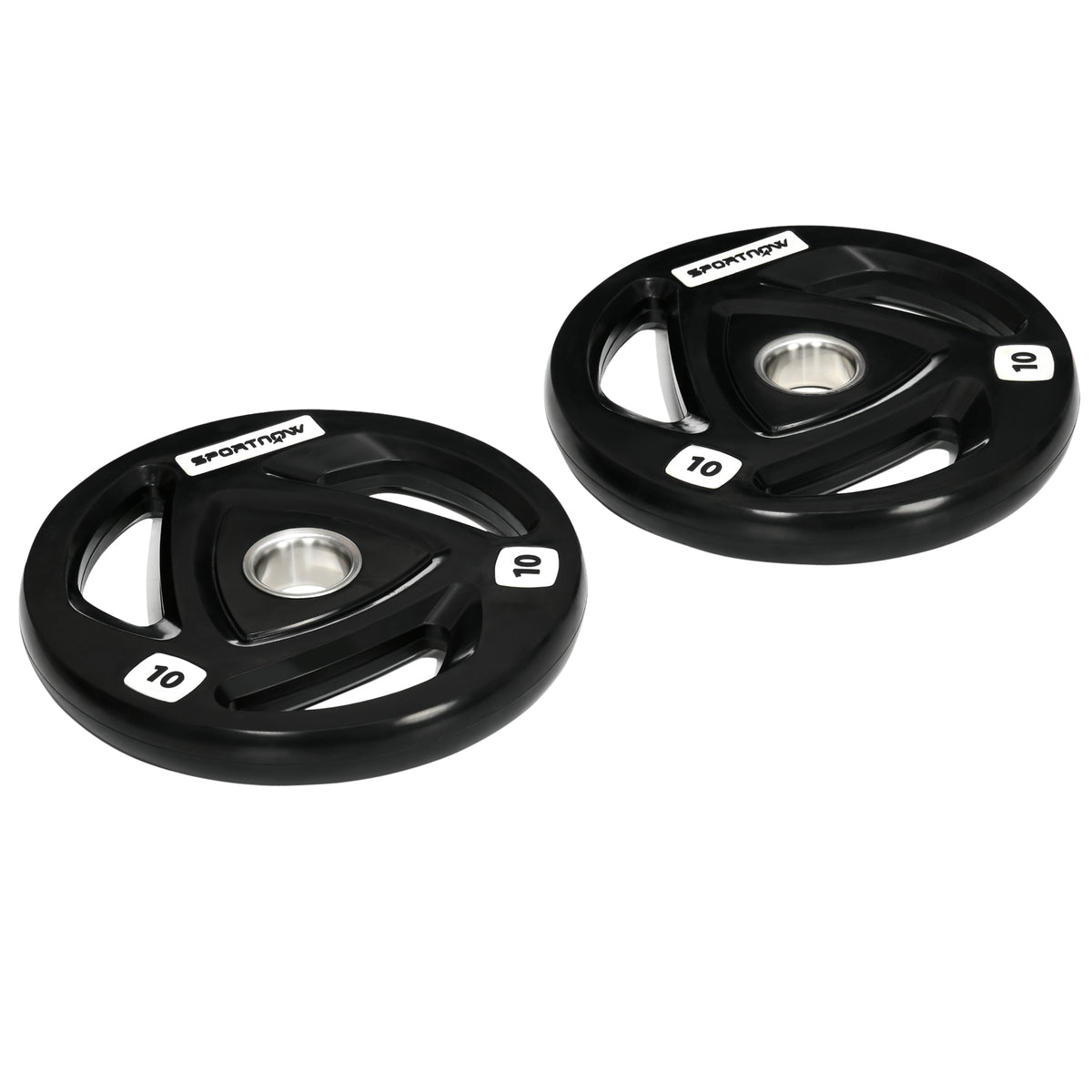 Rubber Tri-Grip Olympic 10kg Plates - Black, 2'' Hole Gym Weights ...