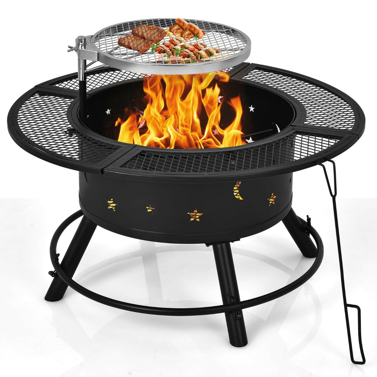 Outdoor Fire Pit Grill Combo - Versatile Cooking & Warmth — Shopsta UK