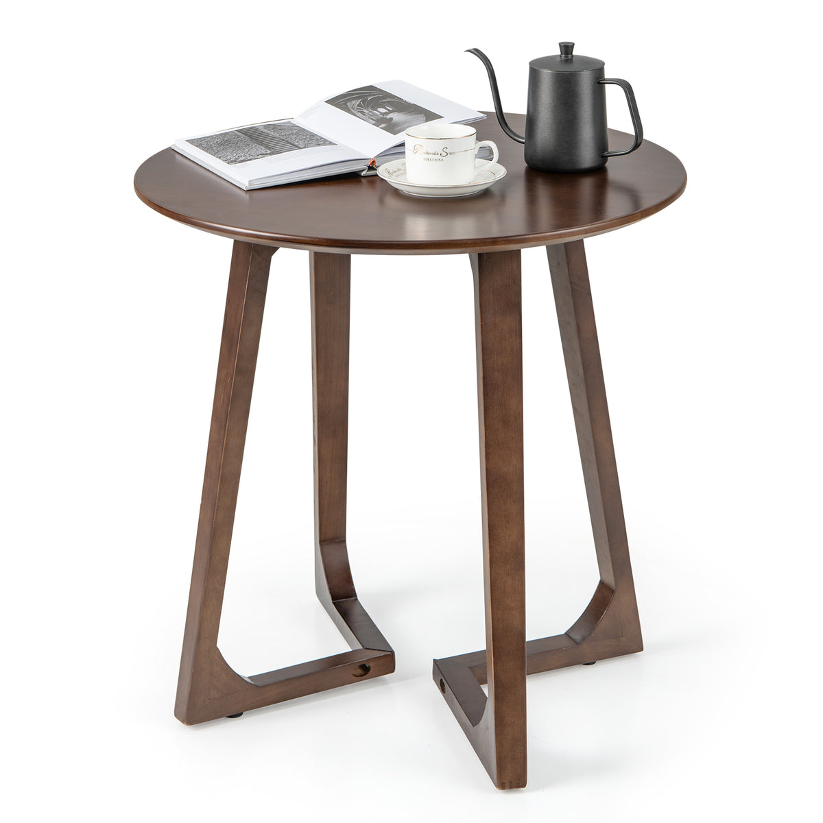 Round 24-Inch Coffee Table with V-Legs for Versatile Living Space Decor ...
