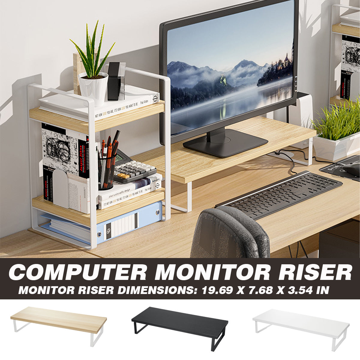 Macbook Stand with 2-Tier Shelves - Ideal Office Desk Organizer and ...