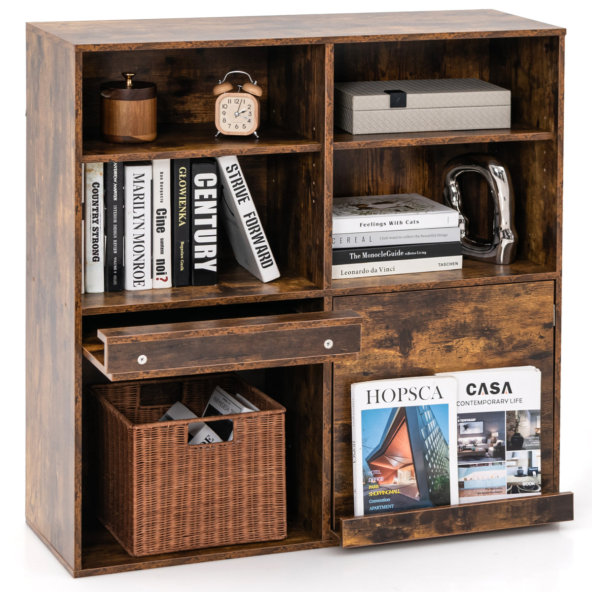 Natural Finish Cube Bookcase 90cm - Space-Saving Adjustable Shelves ...
