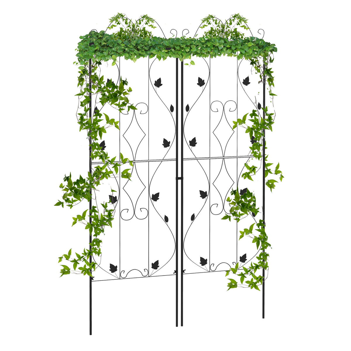 Leaf Pattern Metal Garden Trellises - 2-Pack Vine Support Frames ...