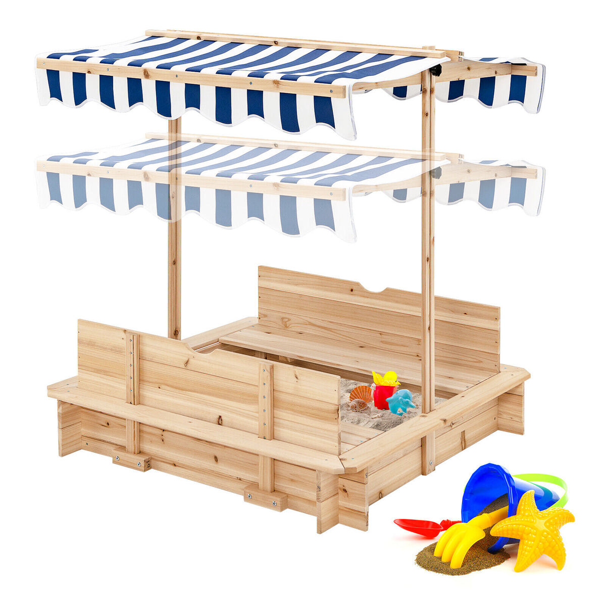 Kids Convertible Sandbox Bench - Outdoor Sand Pit Play Area — Shopsta UK