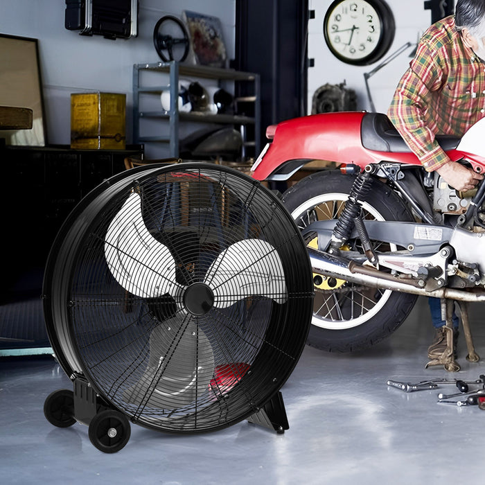 24 Inch Industrial High-Velocity Floor Fan with Wheels for Large Spaces ...