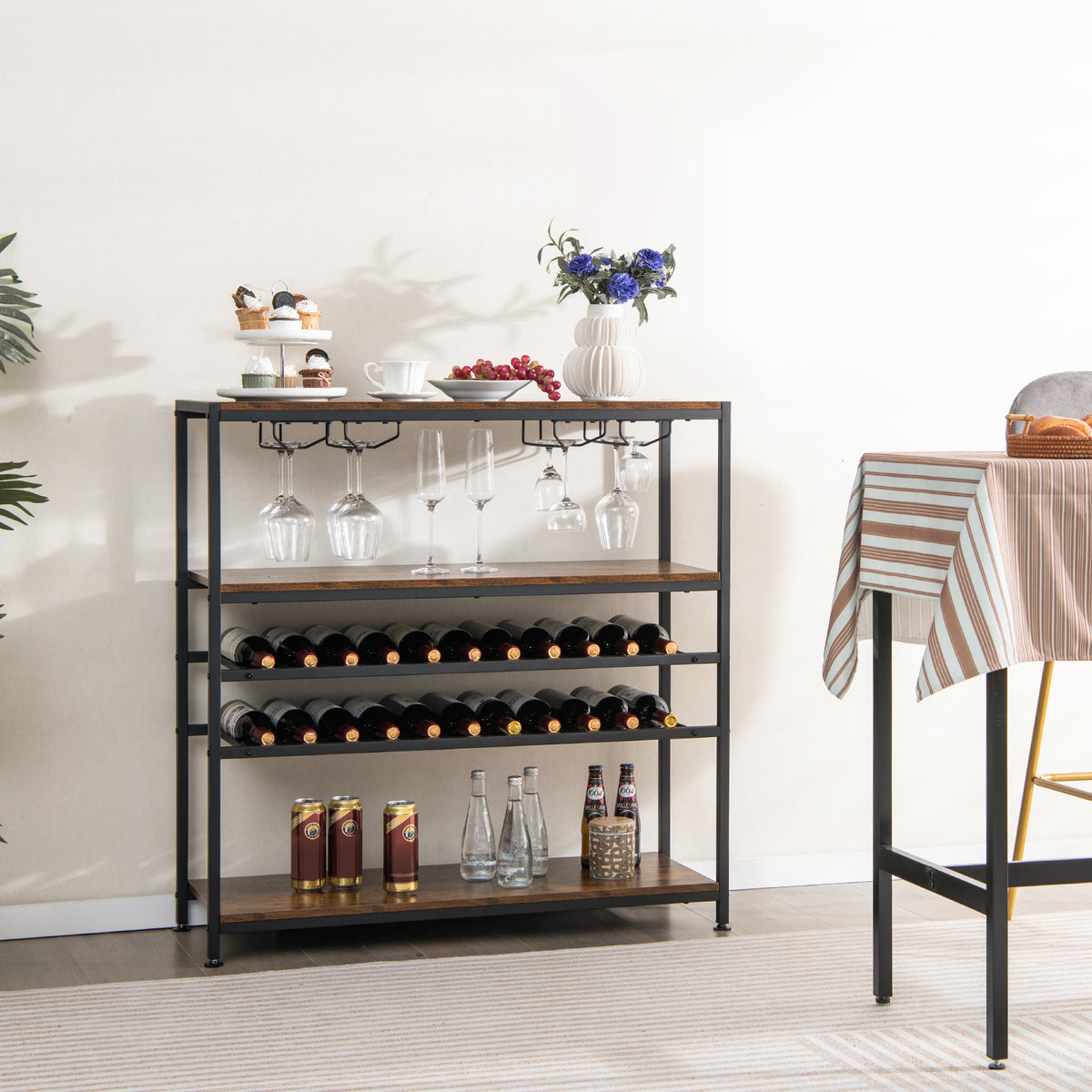 5-Tier Wine and Glass Rack Table - Elegant Home Wine Storage — Shopsta UK