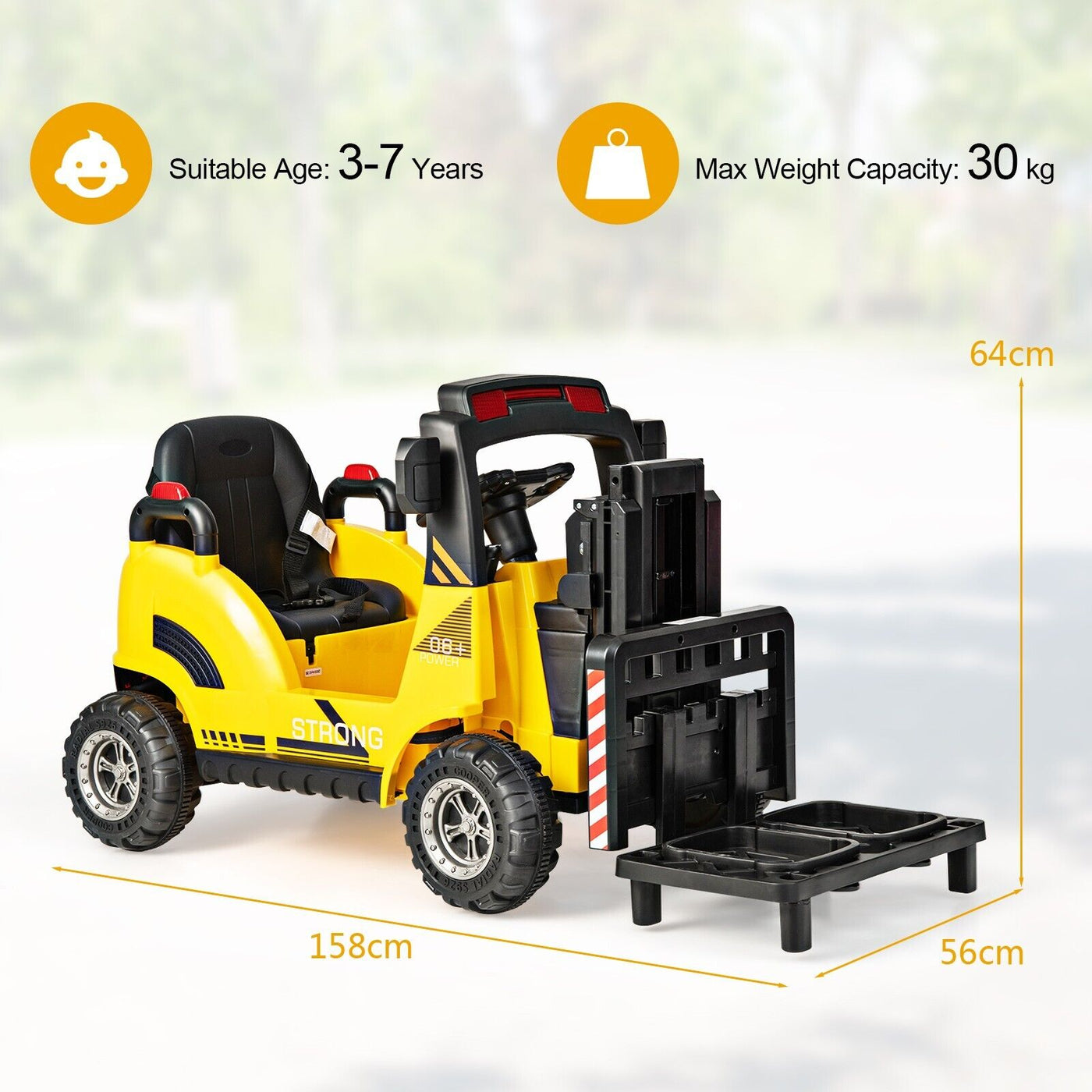 Kids Yellow Forklift Ride-On - 12V Electric Toy with Pallet — Shopsta UK