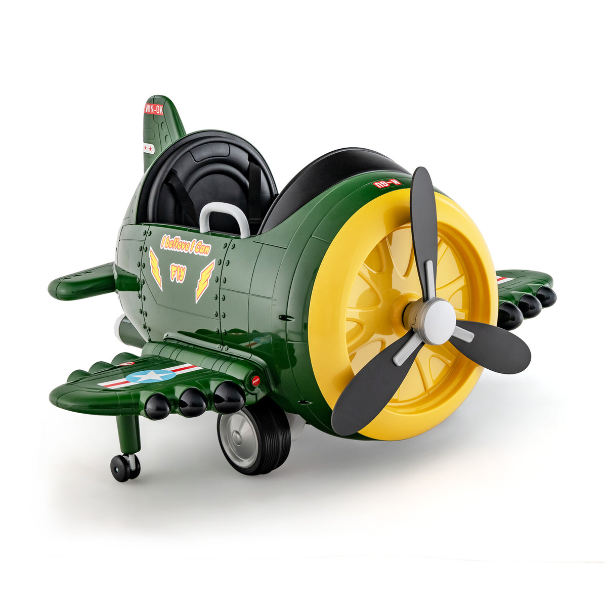 Electric Blue Airplane Ride-On Toy for Kids - Remote-Controlled Vehicle ...